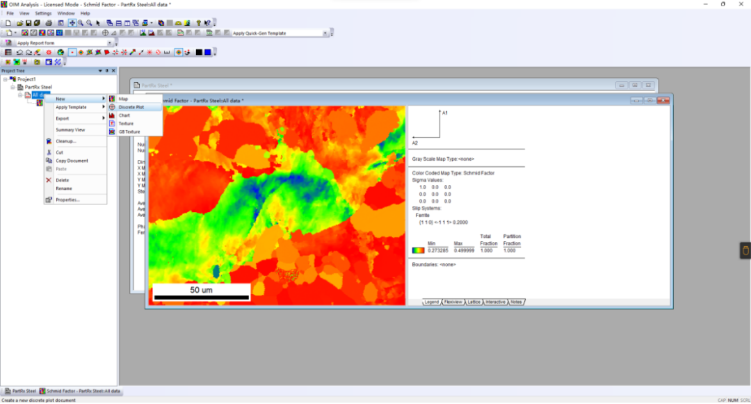 EBSD数据分析教程——OIM analysis中如何将schmidt map颜色映射到反极图中