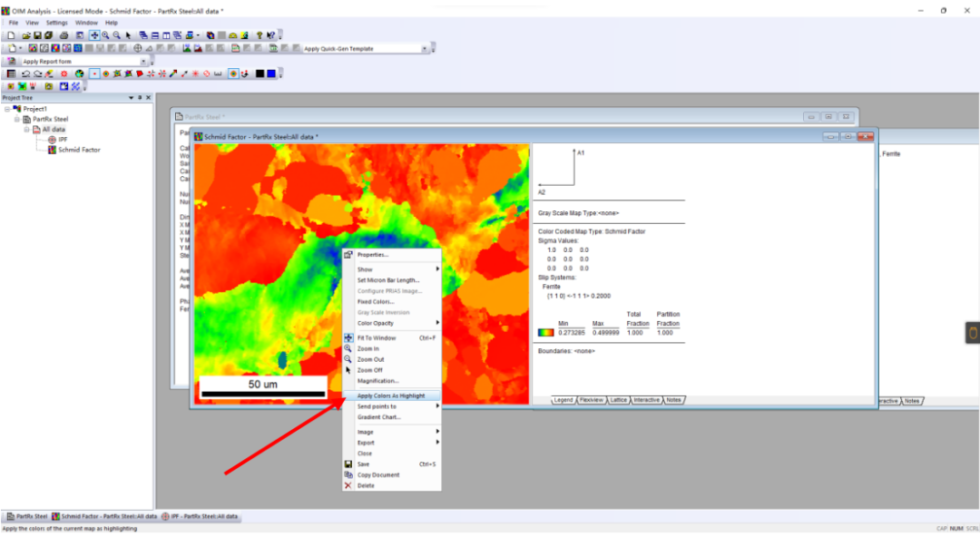EBSD数据分析教程——OIM analysis中如何将schmidt map颜色映射到反极图中