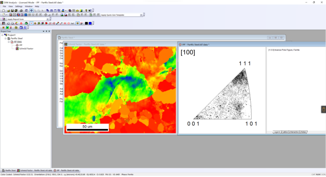 EBSD数据分析教程——OIM analysis中如何将schmidt map颜色映射到反极图中