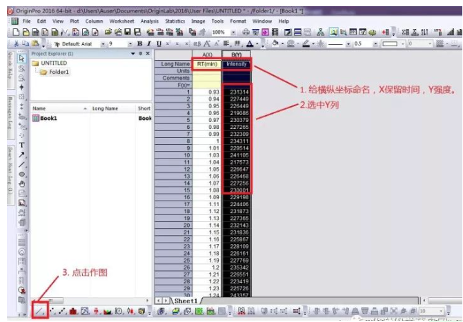 LC-MS如何用Origin软件画色谱图和质谱图